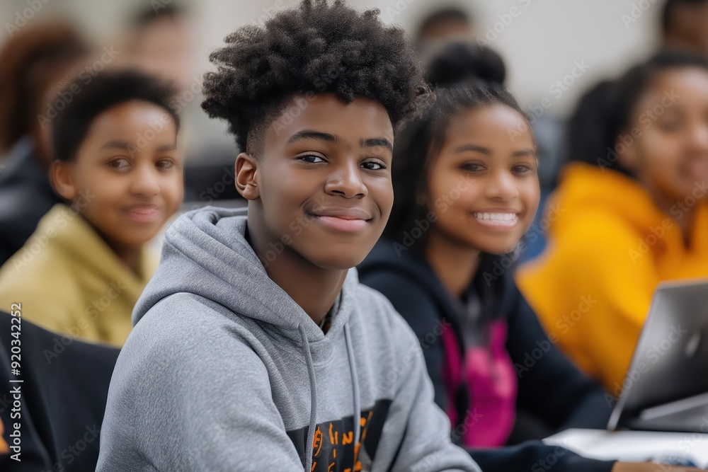 Multicultural UK school children in class in school Stock Photo | Adobe ...