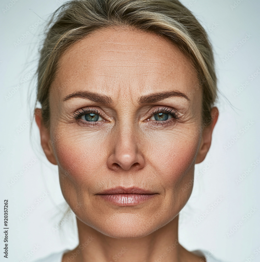 a 40 years old woman in a botox treatment, Close-up of a 40-year-old ...