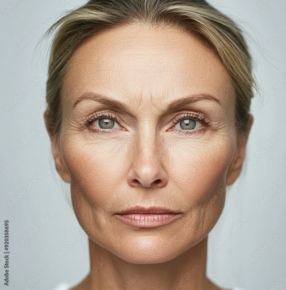 a 40 years old woman in a botox treatment, Close-up of a 40-year-old ...