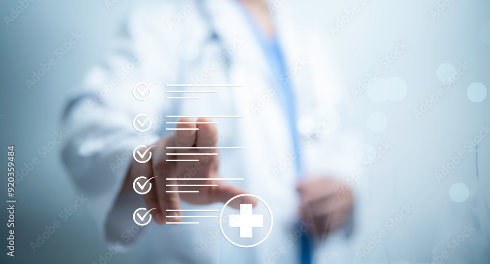 Medical performance checklist, Medical worker touch with online ...