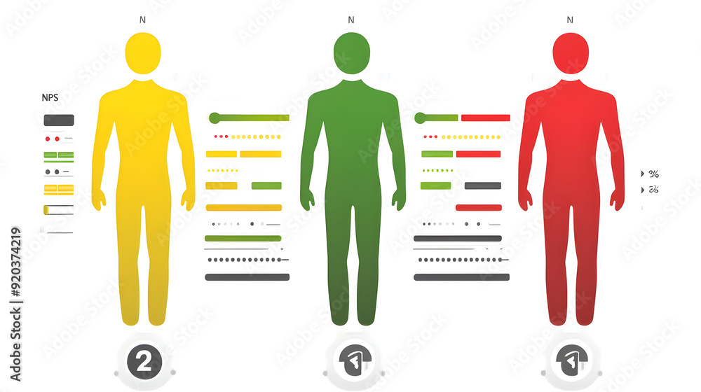 Visual representation of Net Promoter Score (NPS) with color-coded ...