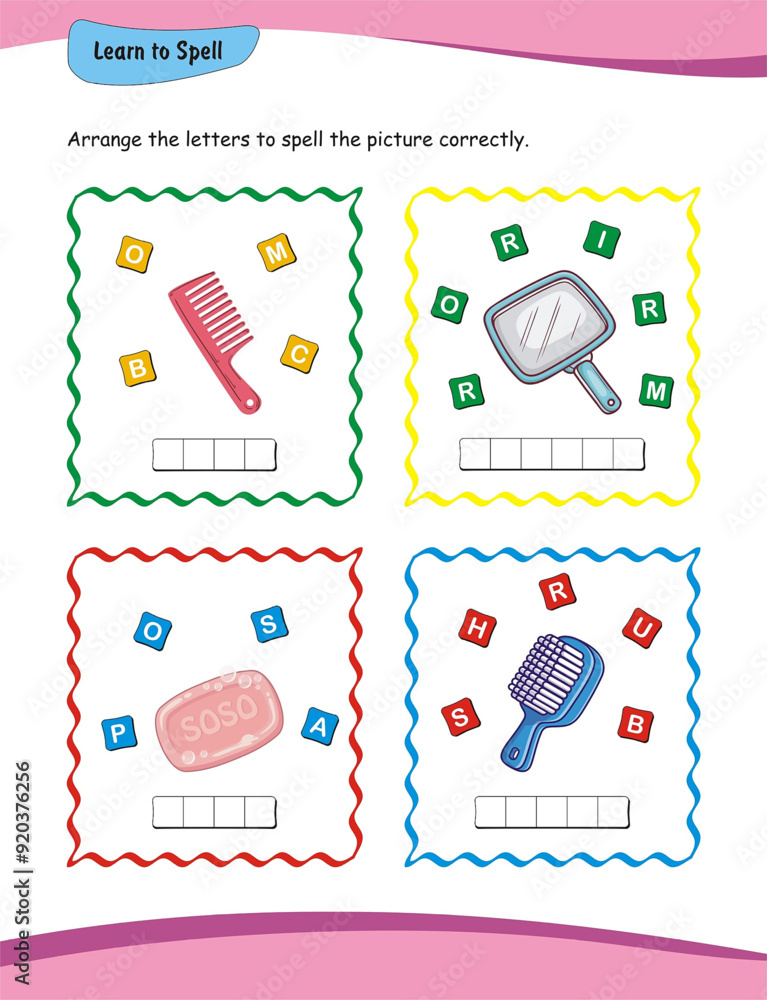 Learn to spell. Worksheet for preschool education. Learn to read and ...