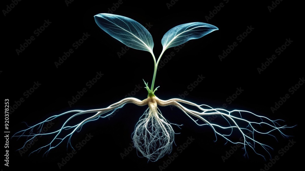 Intricate X-ray image revealing the internal anatomy of a germinating ...
