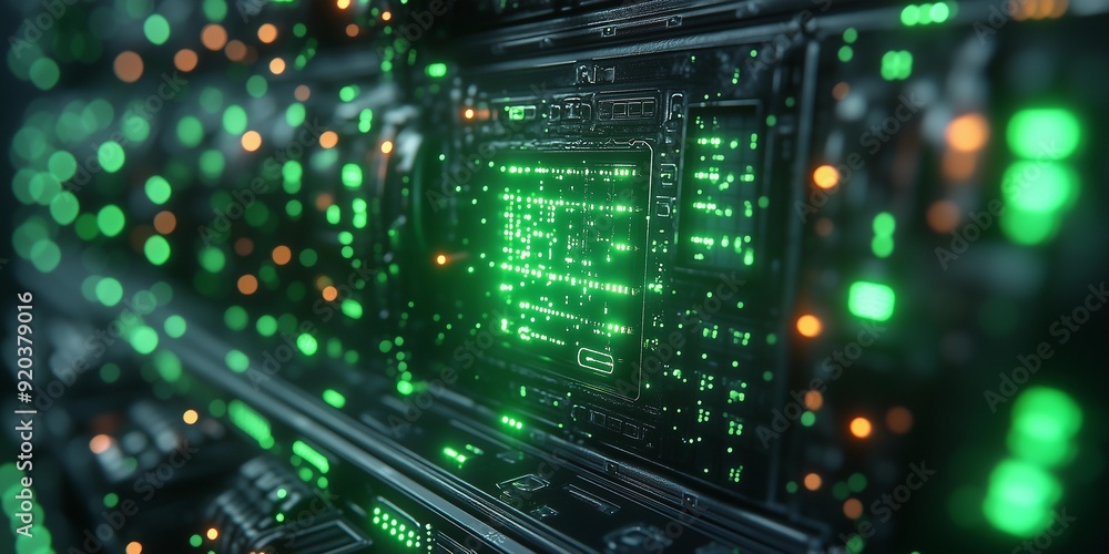 Detailed 3D Model of a Modern Data Center with Illuminated Cabling ...