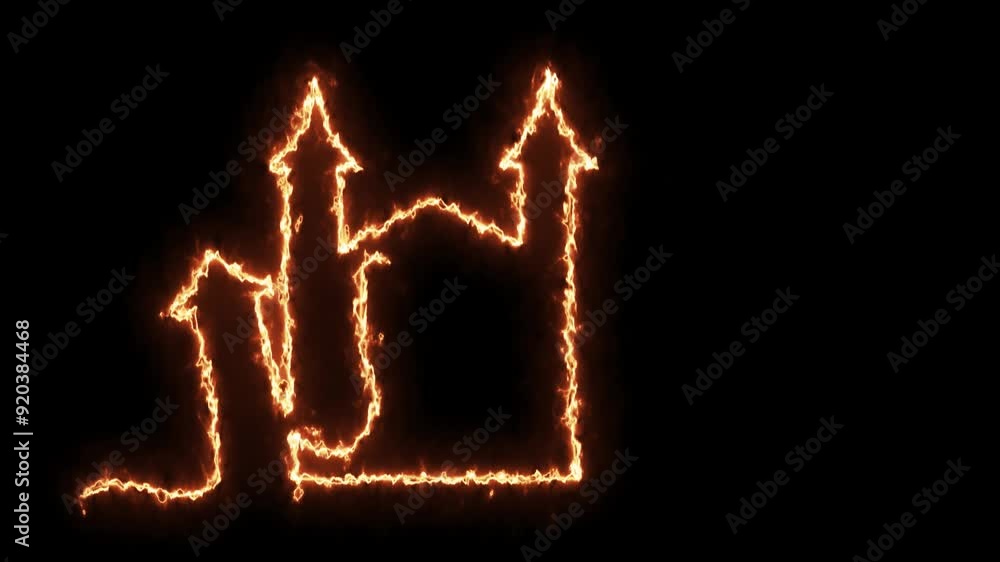 abstract witch castle for Halloween, Self drawing animation one ...