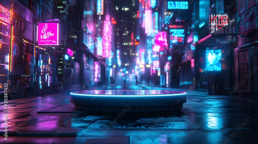 240804 251. Holographic projection platform with glitch art digital ...