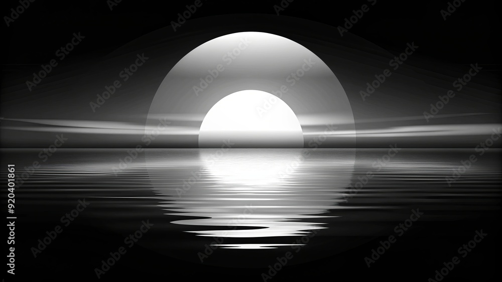 Simple yet striking black and white clipart illustration of a serene ...