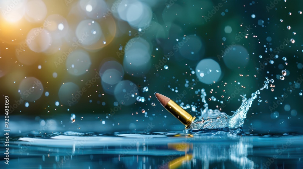 Bullet Impacting a Metal Plate With a Splash of Water. A dramatic image ...