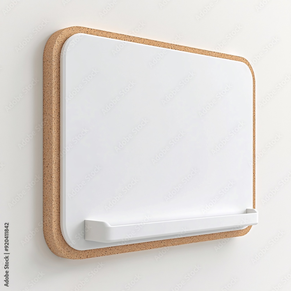 Modern whiteboard with cork border, featuring a sleek design, ideal for ...