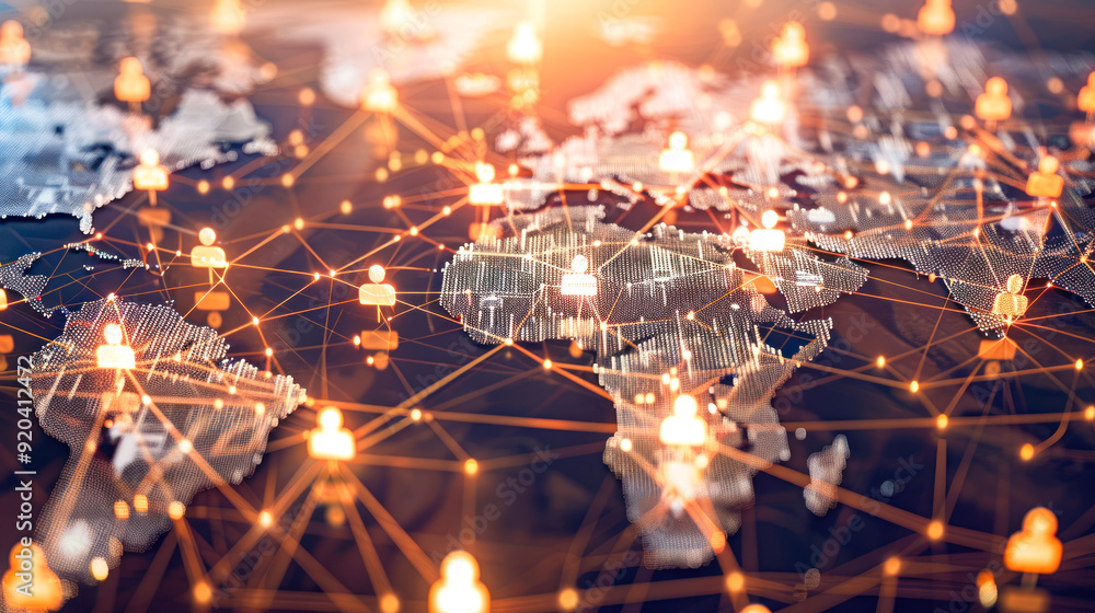 Global network connection illustration. Creative blend of human ...
