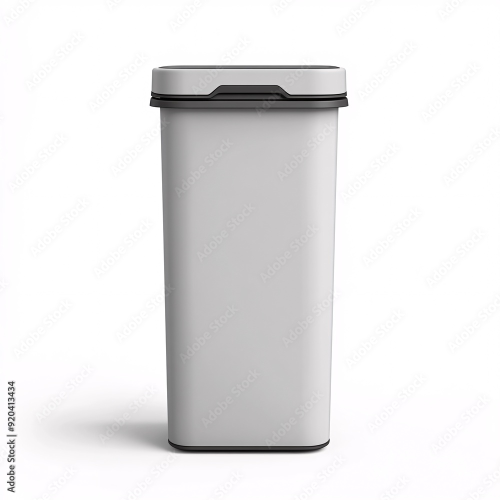 240805 205. Trash container, light gray hue, white background, 3D ...