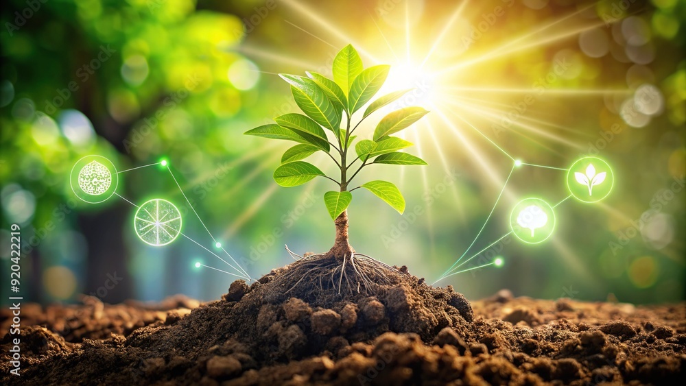 Illustrated diagram showcasing the growth of a seedling into a tree ...