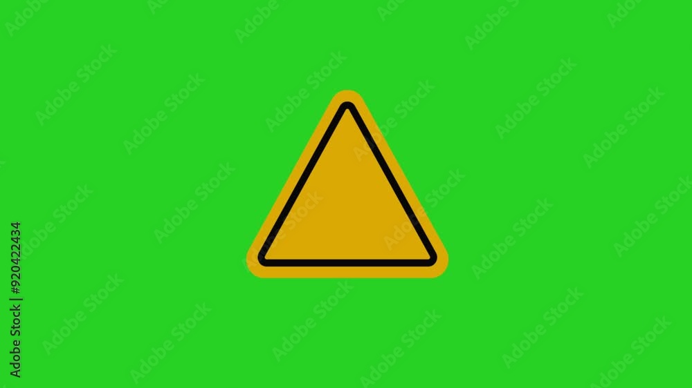 4k video green screen background on Warning icon animation. Triangle ...
