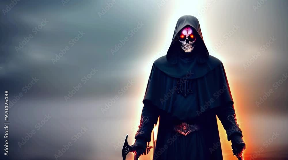 Terrifying skeleton wearing hoodie with glowing red eyes horror ...