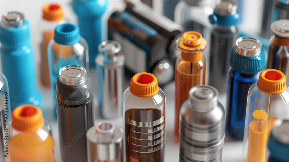 High-quality photo of metered-dose inhalers arranged neatly, showcasing ...