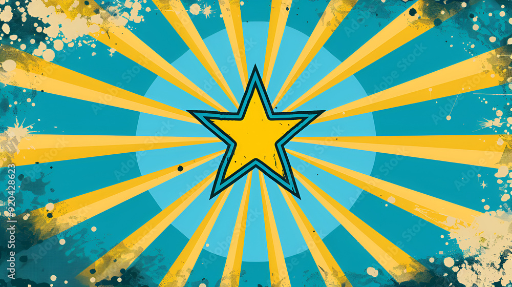 Superstar comic bright template with star shape halftone radial and ...