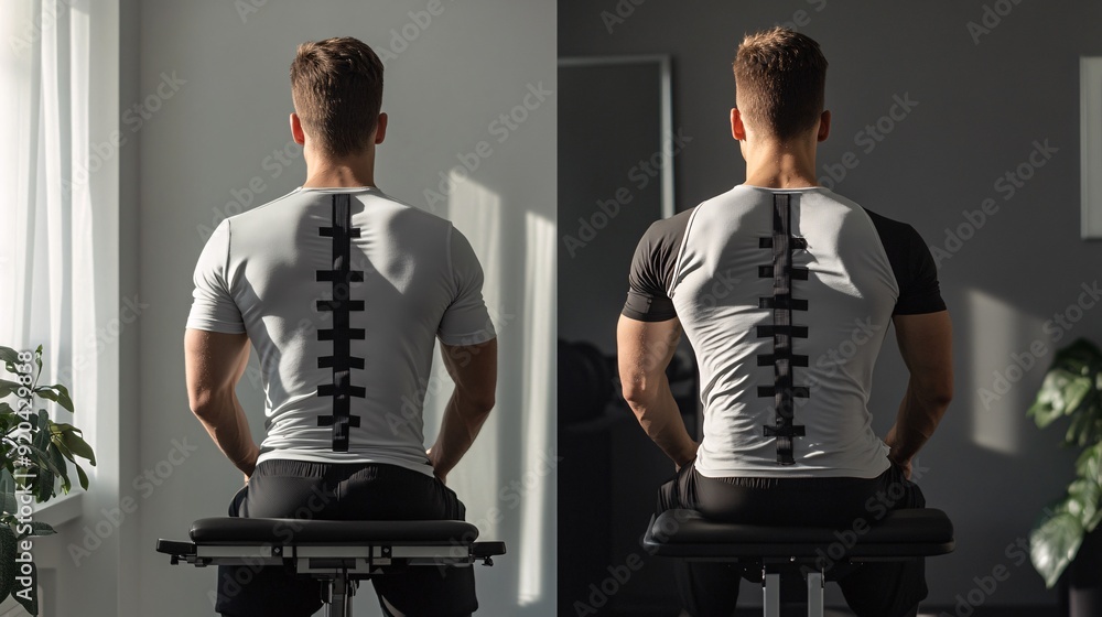 240805 20. Man using inversion table for lumbar pain relief in home ...