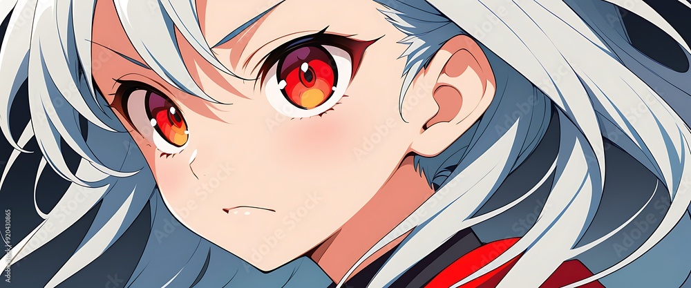 Anime Face with Red Eyes Cartoon Vector Illustration - Web Banner for ...