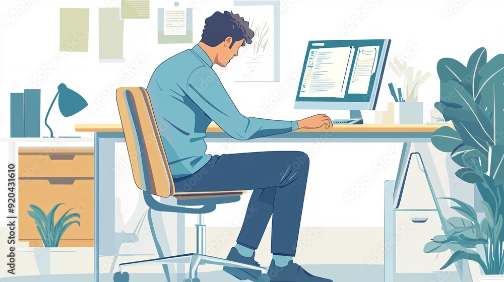 240805 87. A man experiencing discomfort at thigh in corporate ...