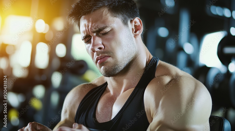 240805 97. A man experiencing discomfort at chest in fitness center ...
