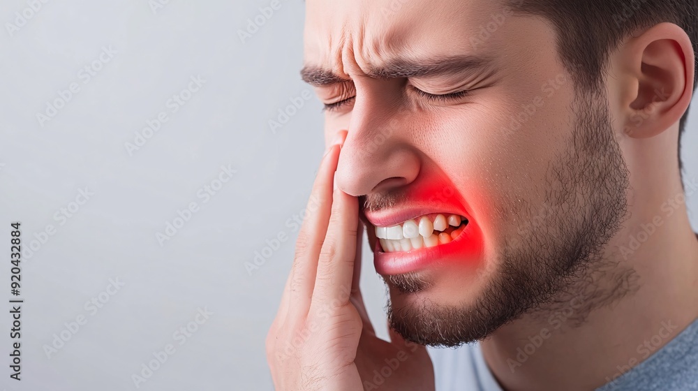 240805 149. a man having mouth pain at home. oral cavity due to ...