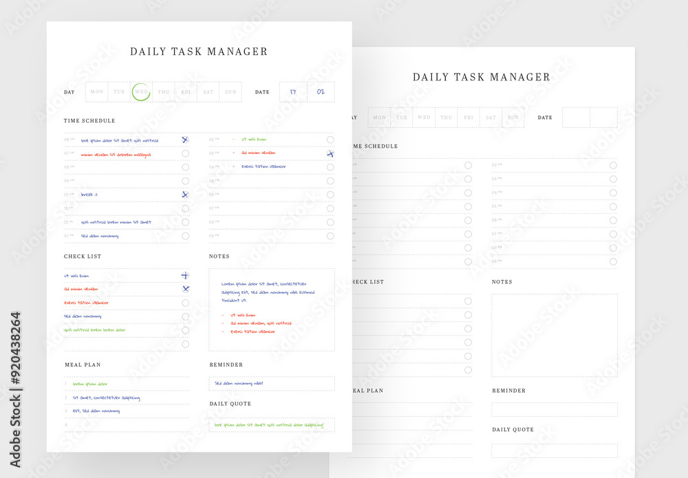 Daily Business Planner Layout Stock Template | Adobe Stock