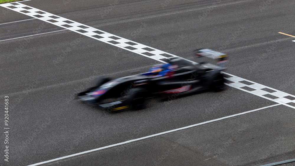 Motion blur race car racing on speed track, Car race on the ...