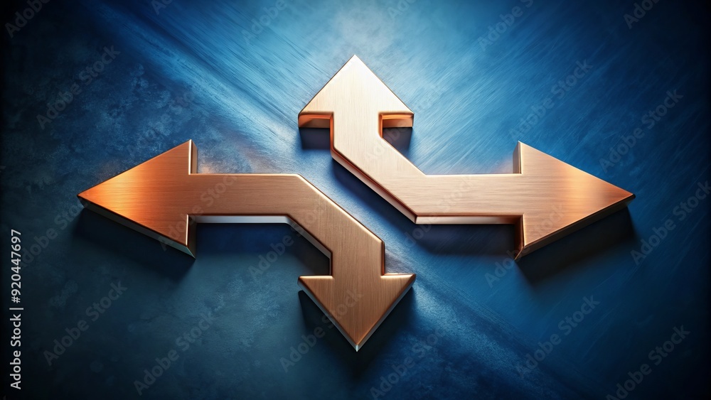 A bold, copper arrow splits into two diverging paths, symbolizing ...