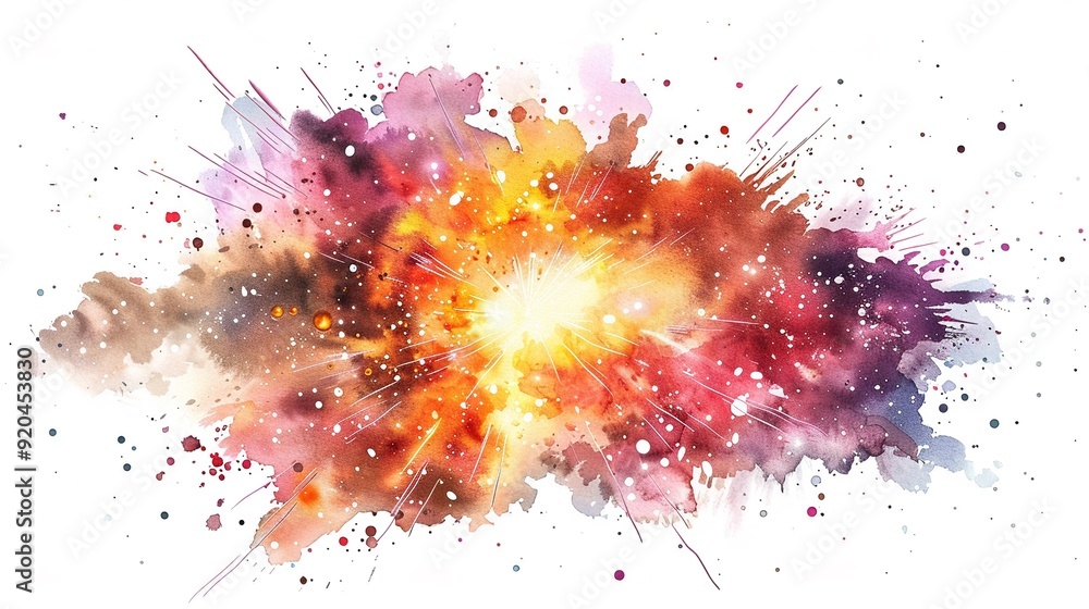 Supernova explosion in a distant galaxy,Clipart, watercolor ...
