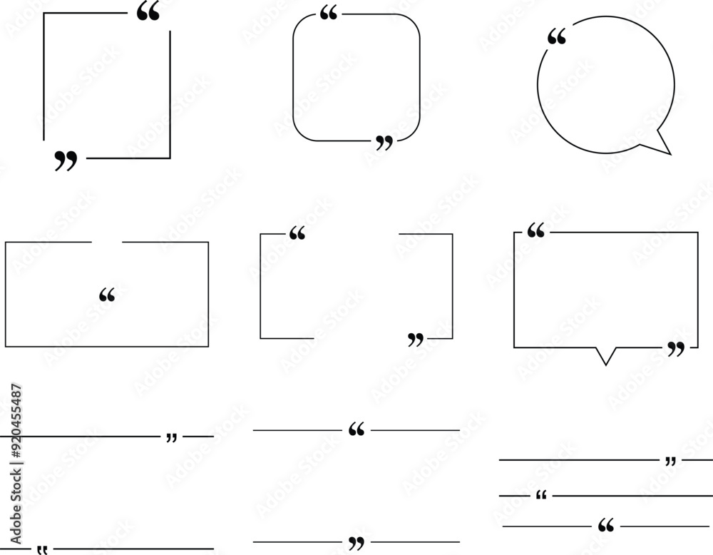 Quote box frame big set for the great design of speech quotation marks ...
