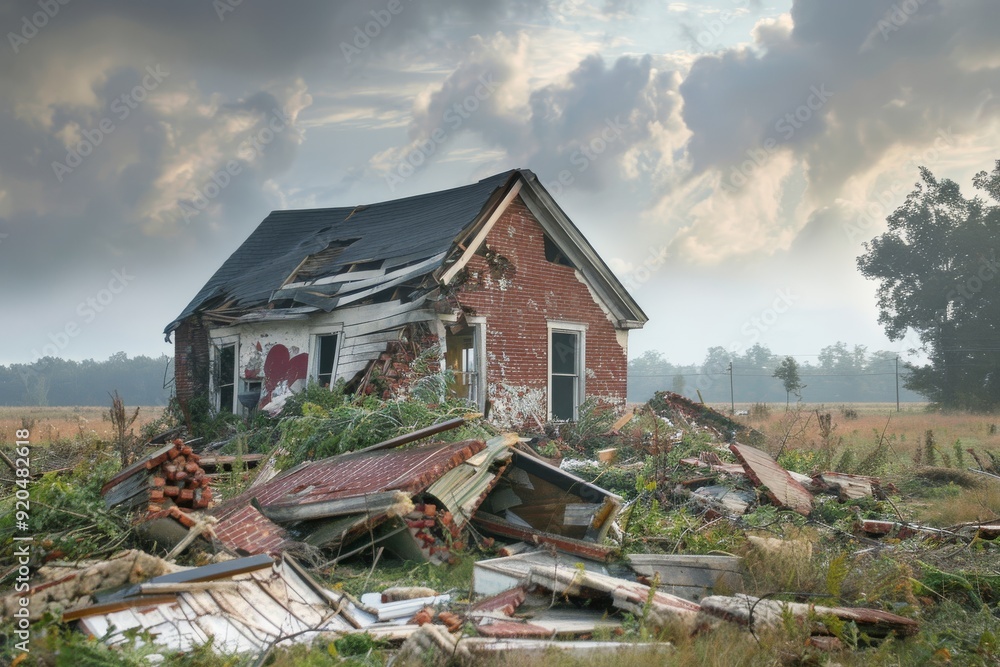 A landslide engulfs a house, showcasing the destructive impact of ...