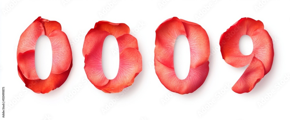 Numbers 0 to 9 with red rose petals - ideal for Valentine's Day or any ...