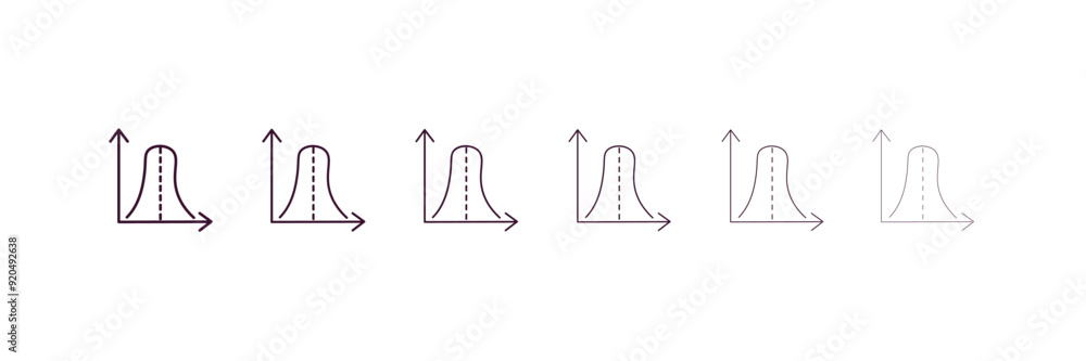 gaussian function outline icon. Linear vector from education concept. 6 different line style ...
