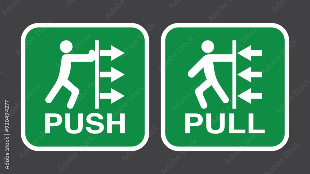 Push and Pull Door Icons: Open and Closed Door Signs, Symbols and ...