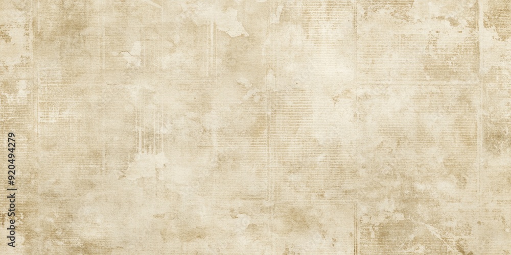 Distressed, light beige, textured pattern of old newspaper background ...