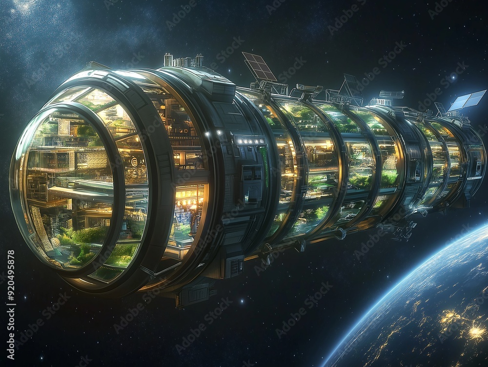 Futuristic Space City Ship Floating in the Dark Space: Discover the ...