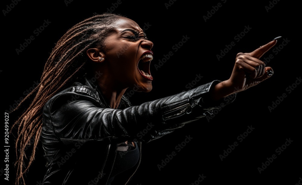 The concept of anger, rage, pointing the finger, yelling is displayed ...