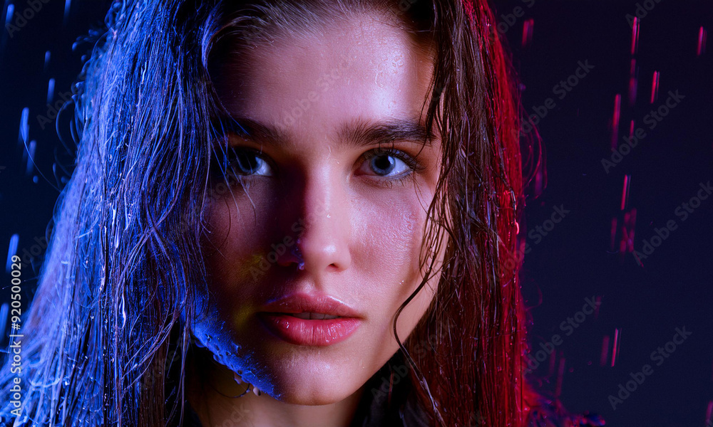 Girl with wet hair after rain with cell colors tears in the rain ...