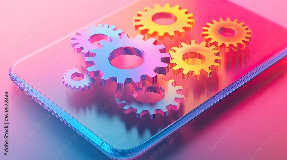 Semi-transparent gears with a frosted glass effect, highlighting their ...