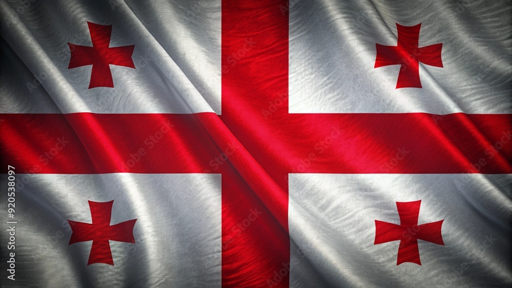 Flag of Georgia symbol state emblem coat of arms canvas banner flagpole ...