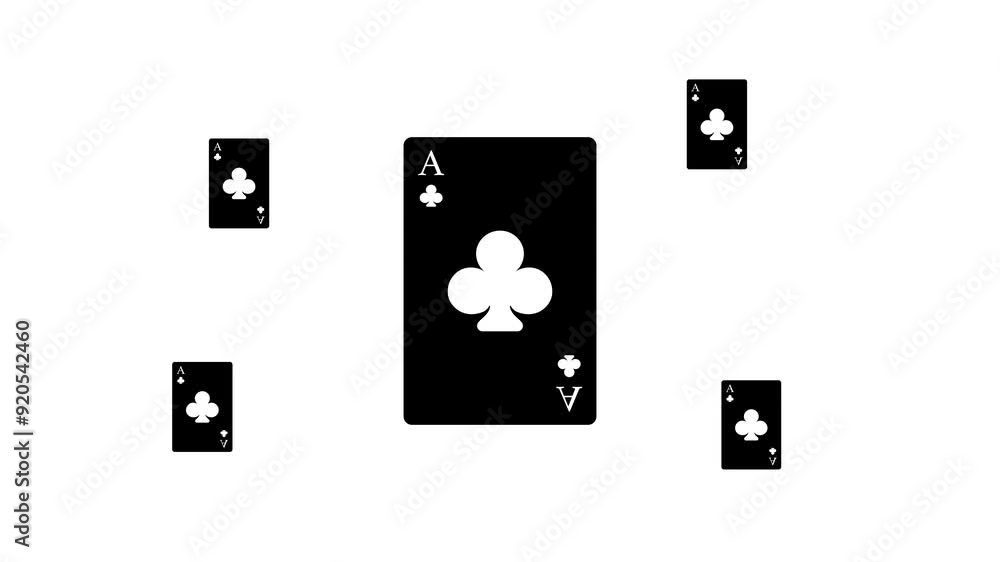 Zoom in and out animation the ace of clubs symbol. Large black symbol ...