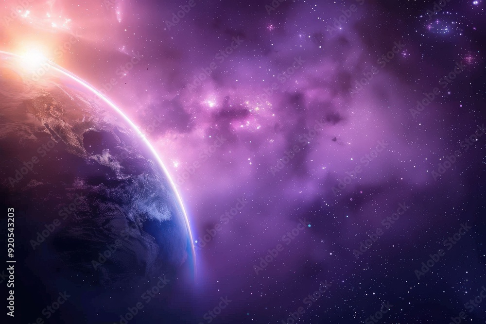 ภาพประกอบสต็อก Stunning space wallpaper featuring a Saturn-like planet ...