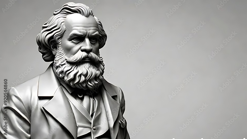 An illustratioof German philosopher Karl Marx with blank canvas and ...