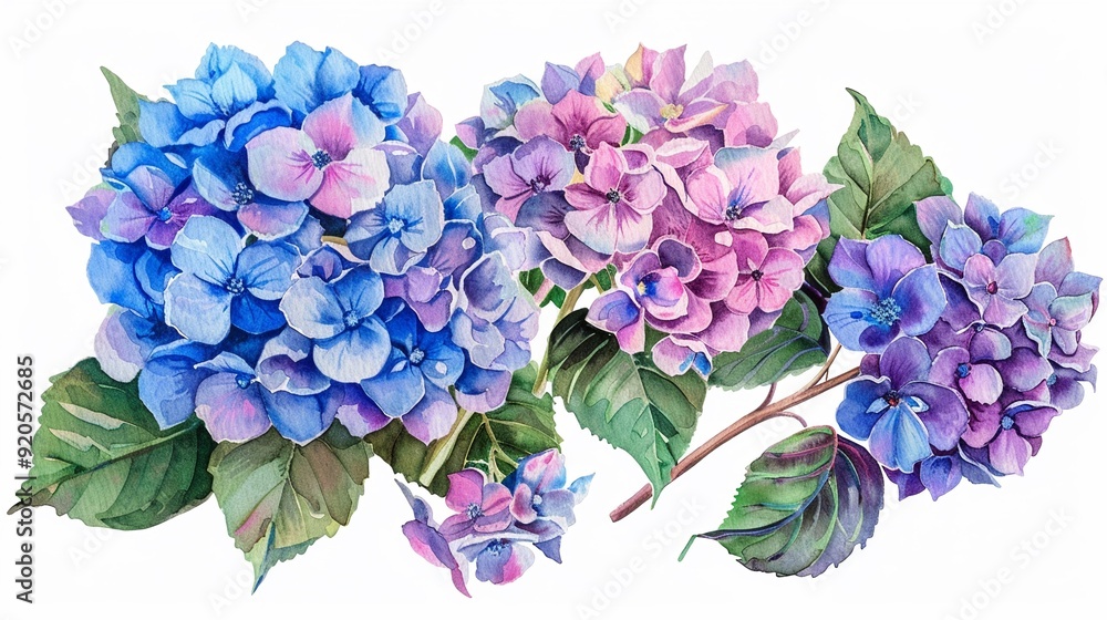 hydrangea clipart with clusters of blue, purple, and pink flowers ...