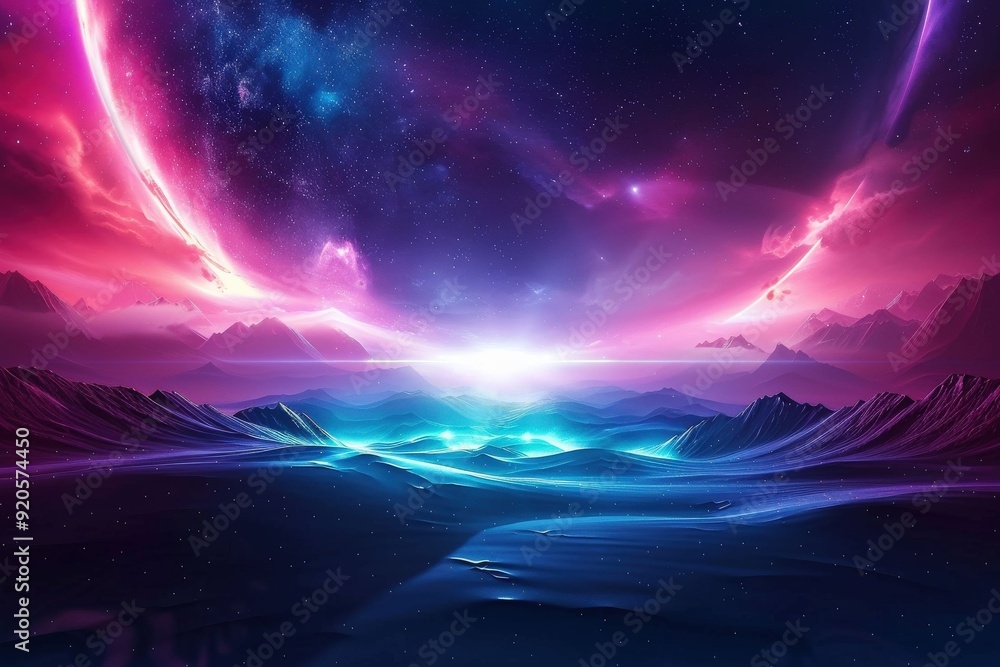 Spheres on layered waves transition from ocean depths to a sky-like ...