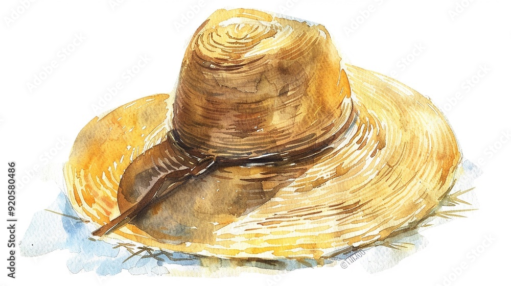 Beach hat clipart for sun protection,Clipart, watercolor illustration ...