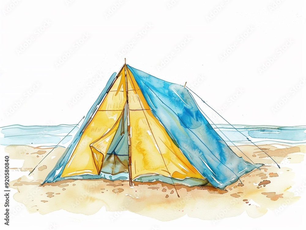 Beach tent clipart providing shelter from the sun,Clipart, watercolor ...