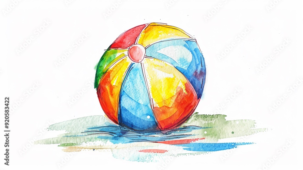Beach ball clipart inflated and ready for play,Clipart, watercolor ...