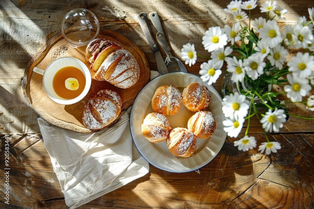 overhead view of a single, triangle-shaped sfogliatella pastry ...