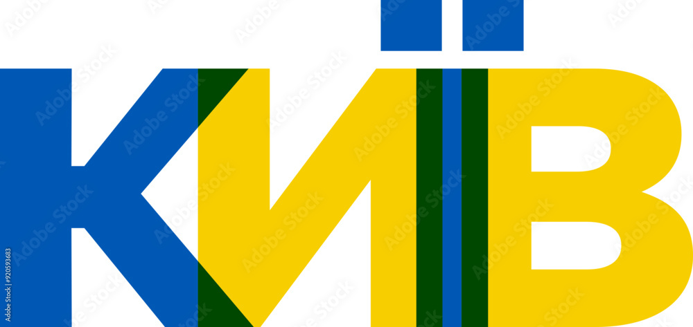 Kyiv in the Ukraine emblem. The design features a geometric style ...